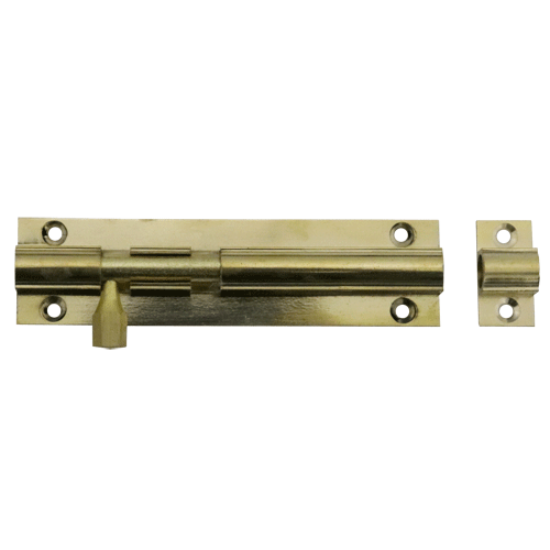 BARREL BOLT STRAIGHT 100MM BRASS - 100X25X0.80MM WITH SCREWS | Fowkes Bros