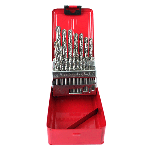 DRILL SET 19PC 1-10 SILVER FB - FULLY GROUND (M2) - METAL BOX | Fowkes Bros