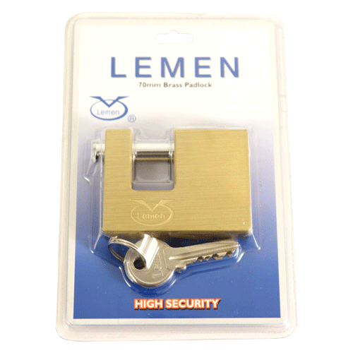 PADLOCK SECURITY 70MM BRASS FB B/P - BRASS - BLISTER PACK (6 PIN ...