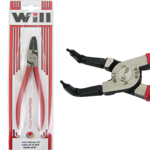 PLIER CIRCLIP 180MM INT/BNT WILL - INTERNAL BENT - NO SPRING | Fowkes Bros