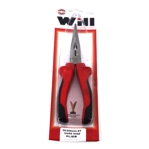PLIER LONG NOSE 200MM STD WILL - RED/BLACK HANDLE (DT) | Fowkes Bros
