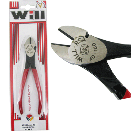 PLIER SIDE CUTTER 160MM STD WILL - RED HANDLE | Fowkes Bros