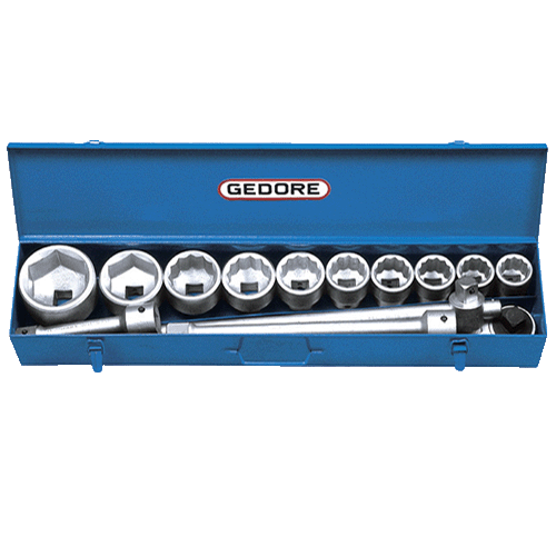 SOCKET SET 1"D 15 PCS GED - BI-HEX 36-80MM | Fowkes Bros