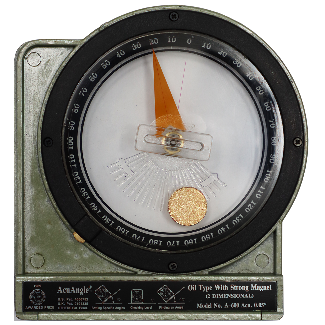 ACUANGLE METAL 140X130X20MM GH - INCLINOMETER (OR CLINOMETER) | Fowkes Bros