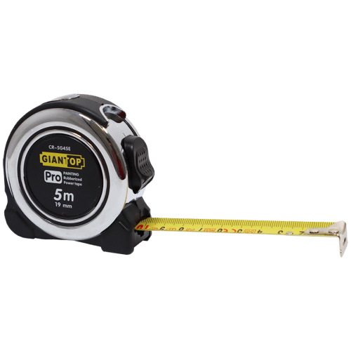 TAPE 5MX19MM STEEL GIANT CHROME - MANUAL LOCK - RUBBER PROTECTIVE ...