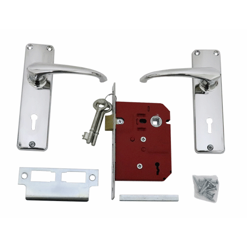 LOCKSET MORTICE 3 LEVER UNION - CHROME LOCKSET - GOWER | Fowkes Bros