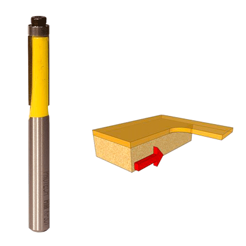 ROUTER BIT TRIM 1/4" X 1" - 1/4" SHANK - BOTTOM BEARING (TCT) | Fowkes Bros