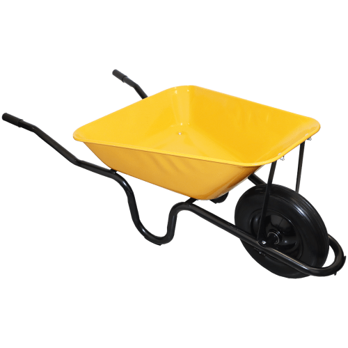 WHEELBARROW STEEL PAN POLY WHEEL FB - CONCRETE-YELLOW STEEL PAN (1.0MM ...