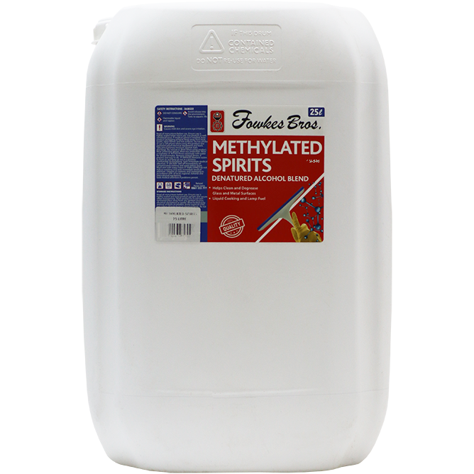 METHYLATED SPIRITS 25L - DENATURED ETHANOL & METHANOL FREE | Fowkes Bros