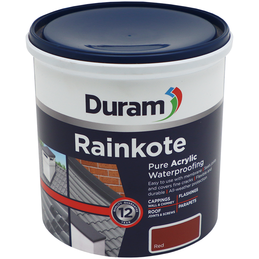 WATERPROOF RAINKOTE RED 1L DURAM - PURE ACRYLIC WATERPROOFING | Fowkes Bros