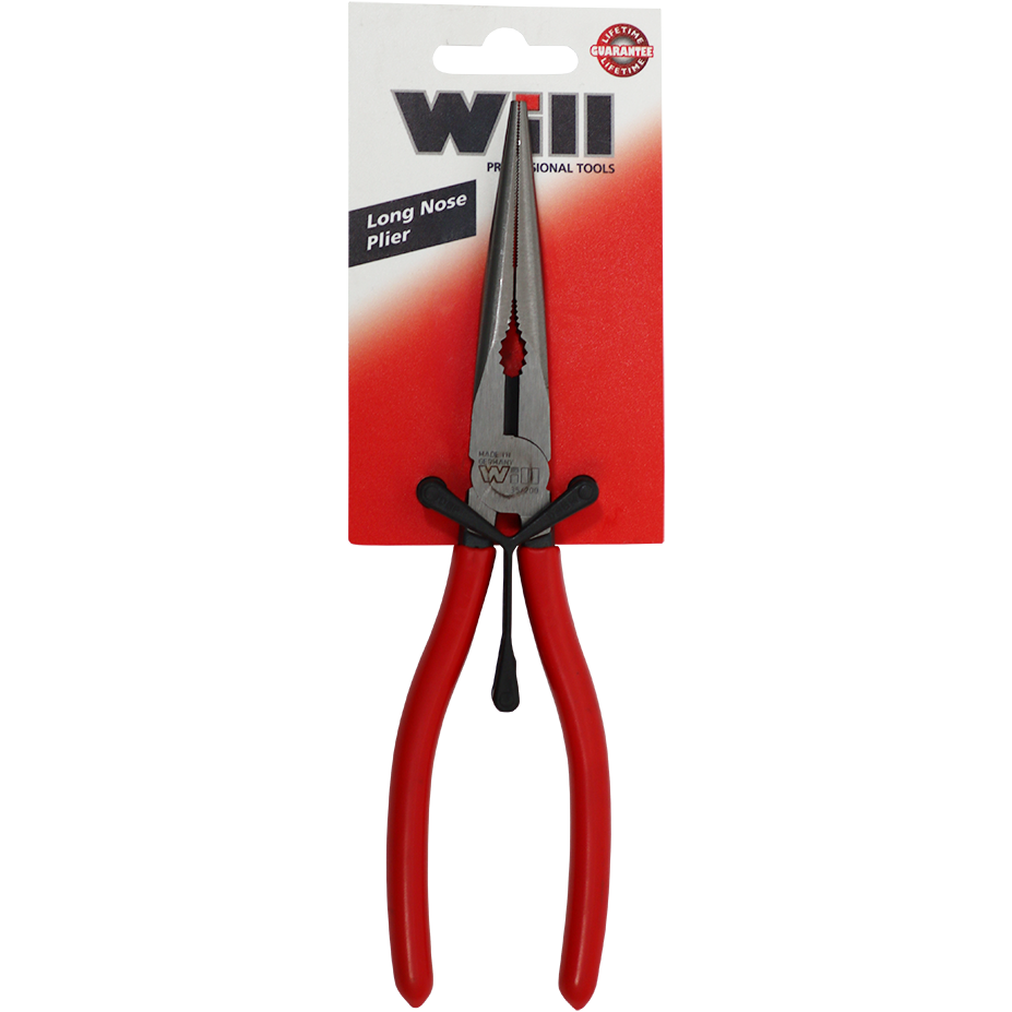 PLIER LONG NOSE 200MM STD WILL - RED HANDLE | Fowkes Bros