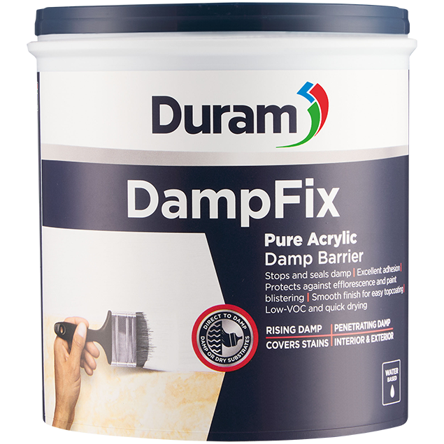WATERPROOF DAMPFIX WHITE 1L DURAM - ACRYLIC DAMP BARRIER (QUICK DRYING ...