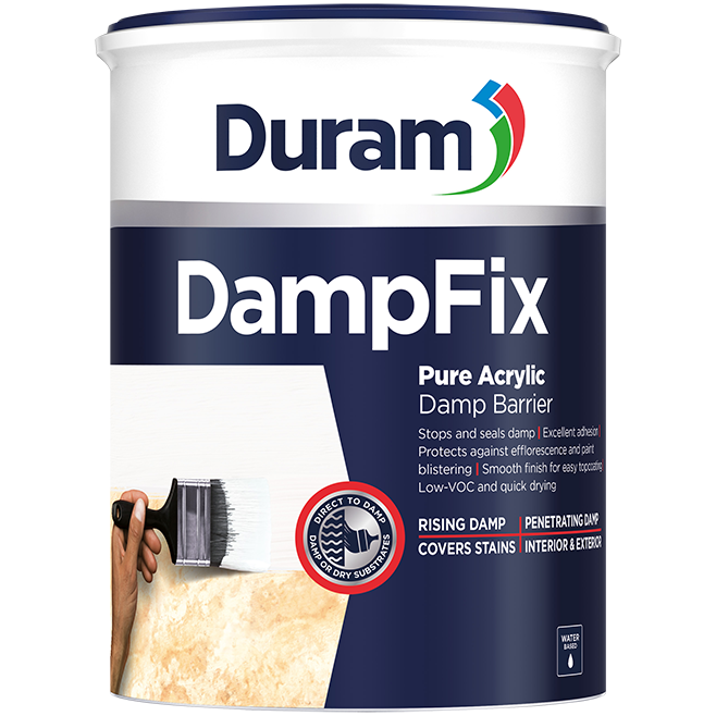 WATERPROOF DAMPFIX WHITE 5L DURAM - ACRYLIC DAMP BARRIER (QUICK DRYING ...