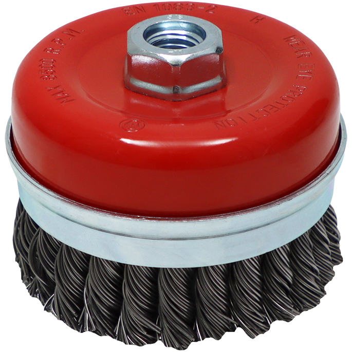 WIRE CUP BRUSH KNOT 100 X 5/8 BSW HAWK - 0.80MM WIRE- THREAD BSW 5/8 ...