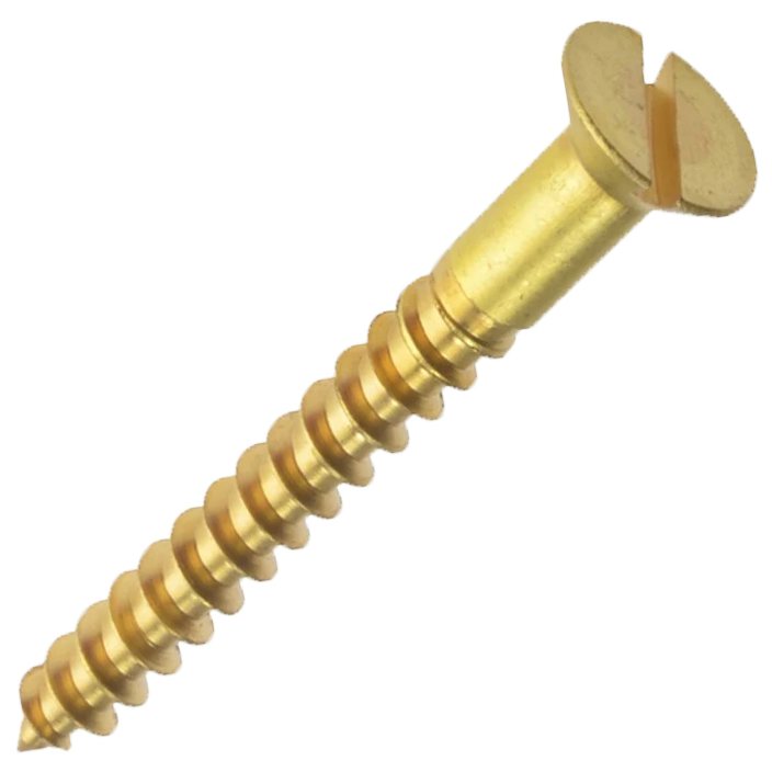WOOD SCREW BRASS CSK 4.5X38 MM SLT - DIN 97 - #9X38 (SLOTTED HEAD) | Fowkes Bros