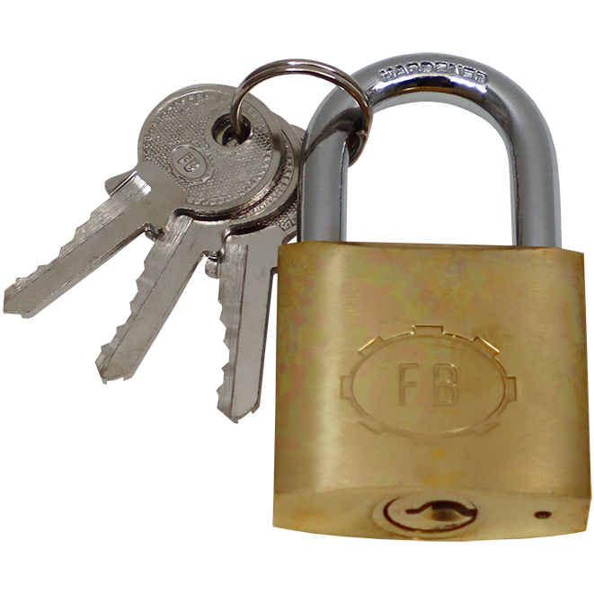 PADLOCK BRASS STD 50MM FB BOX - BOXED (6 PIN) | Fowkes Bros