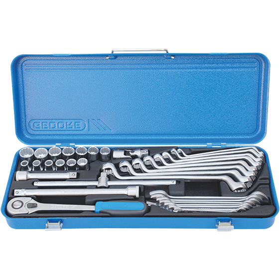 SOCKET SET 1/2"D 34 PCS GED - BI-HEX 10-22MM(INCL NO.2&6 SPANNERS ...