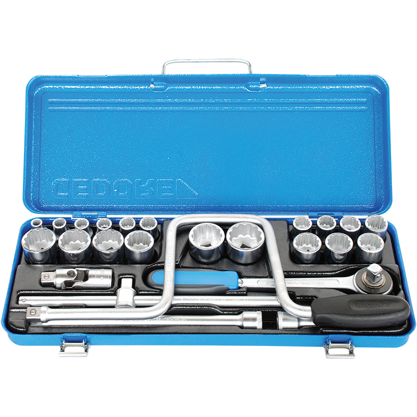 SOCKET SET 1/2"D 27 PCS GED - BI-HEX 8-32MM (SPEED BRACE) | Fowkes Bros