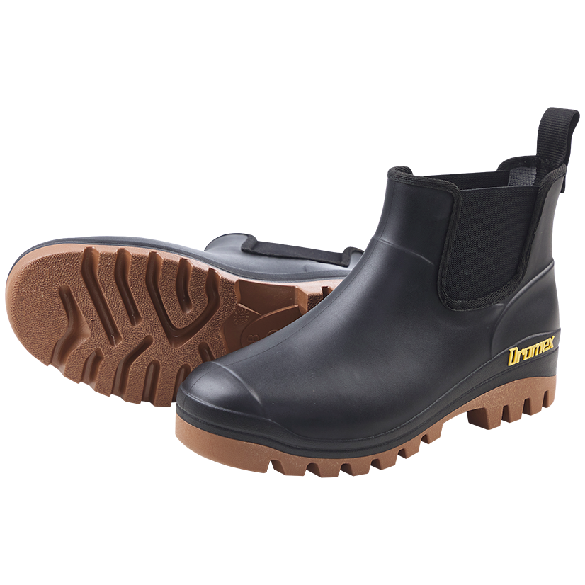 GUM BOOT ANKLE CHELSEA BLACK S8 DRO - PVC SOLE & UPPER - WOOL INNER ...