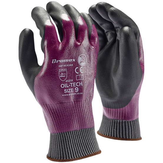 GLOVE HANDLING OILTECH PURPLE SIZE 9 - FULLY DIPPED NITRILE WITH GRIP ...
