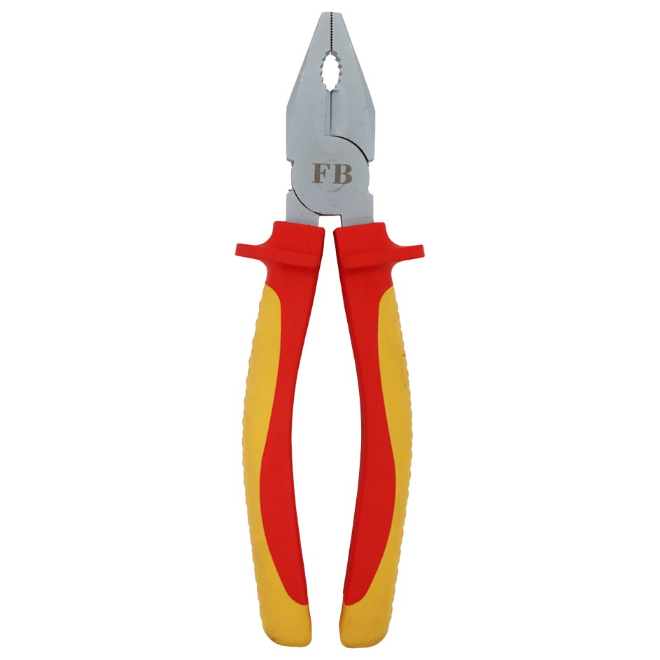 PLIER COMBINATION 180MM VDE FB - RED / YELLOW HANDLE (CR-V) | Fowkes Bros