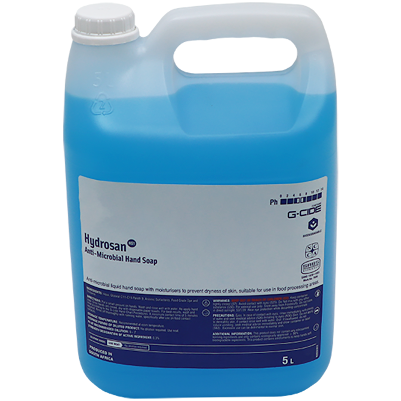 HAND SOAP LIQUID 5L BLUE - HYDROSAN ANTI-MICROBIAL HAND SOAP | Fowkes Bros