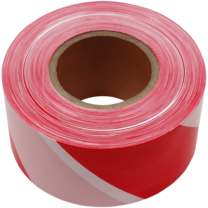 HAZARD TAPE RED/WHITE 75MM X 500M - 500 METRE ROLL | Fowkes Bros