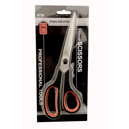 SCISSORS 210MM S/STEEL FB - BLACK/ RED HANDLE | Fowkes Bros