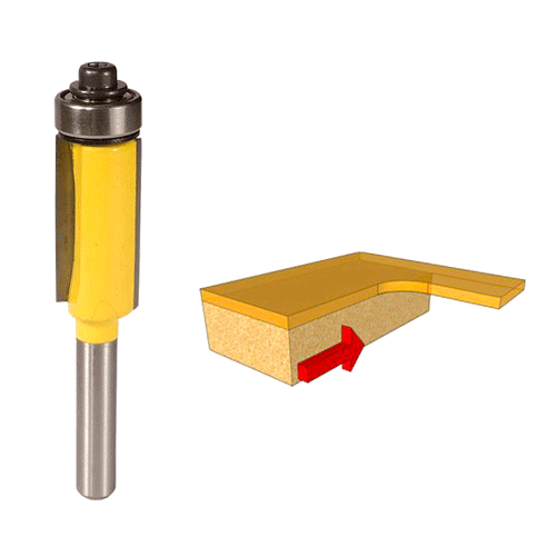 ROUTER BIT TRIM 1/2" X 1" - 1/4" SHANK - BOTTOM BEARING (TCT) | Fowkes Bros
