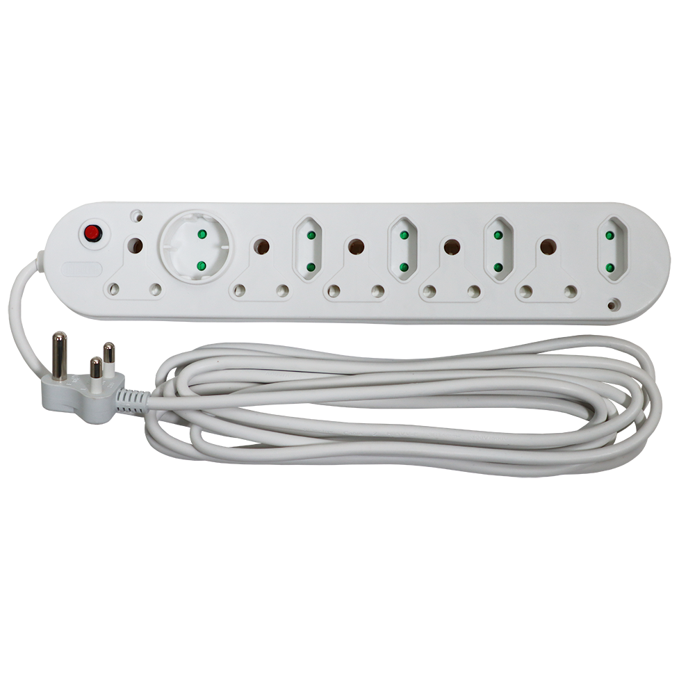 PLUG CORDED MULTI 10 WAY 5M - 5X3PIN 4X2PIN 1XROUND 2PIN | Fowkes Bros