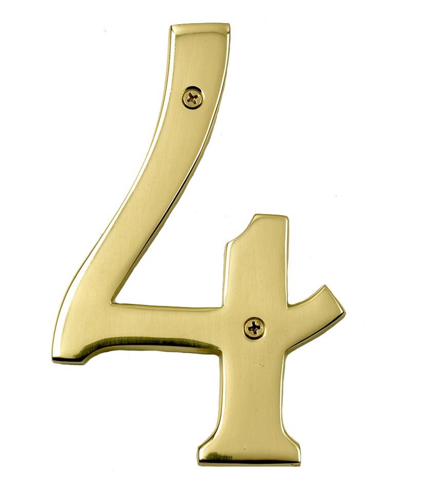 NUMBERS HOUSE # 4 BRASS 150MM - DWS - NUMERAL BRASS 152MM NO 4 | Fowkes ...