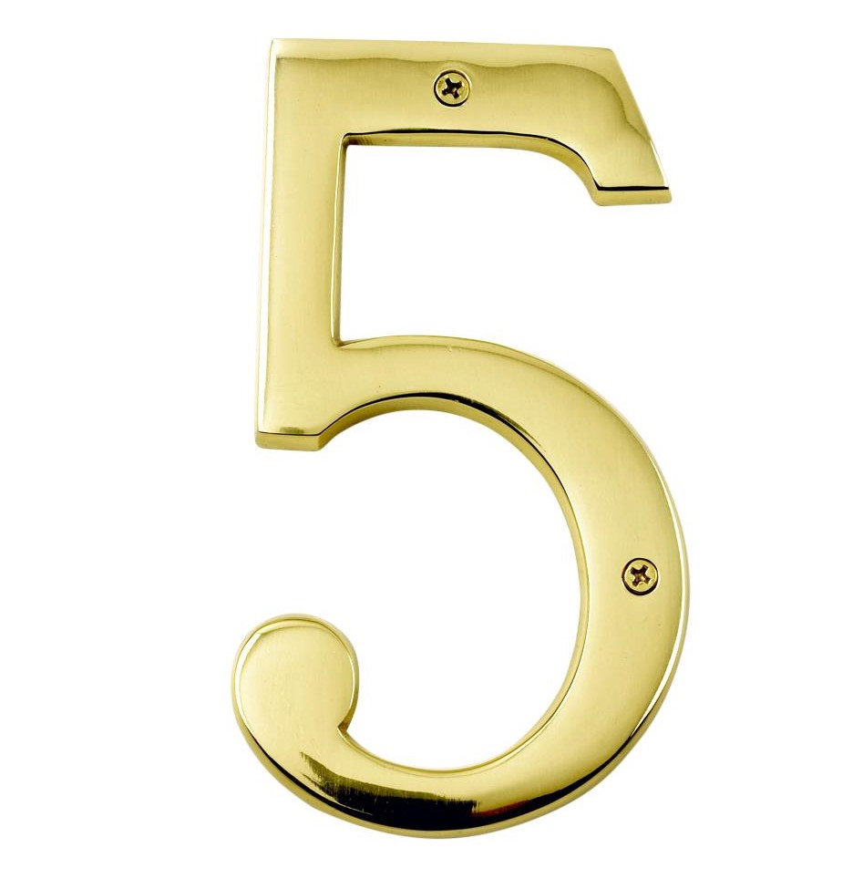NUMBERS HOUSE # 5 BRASS 150MM - DWS - NUMERAL BRASS 152MM NO 5 | Fowkes ...