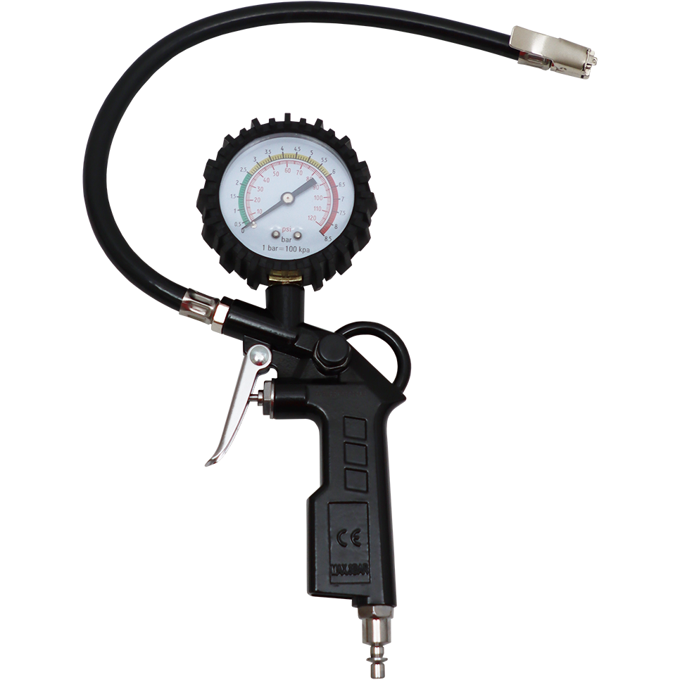 TYRE INFLATING GUN WITH GAUGE AEROPRO - MAX PRESSURE 7 BAR - AIR INLET ...