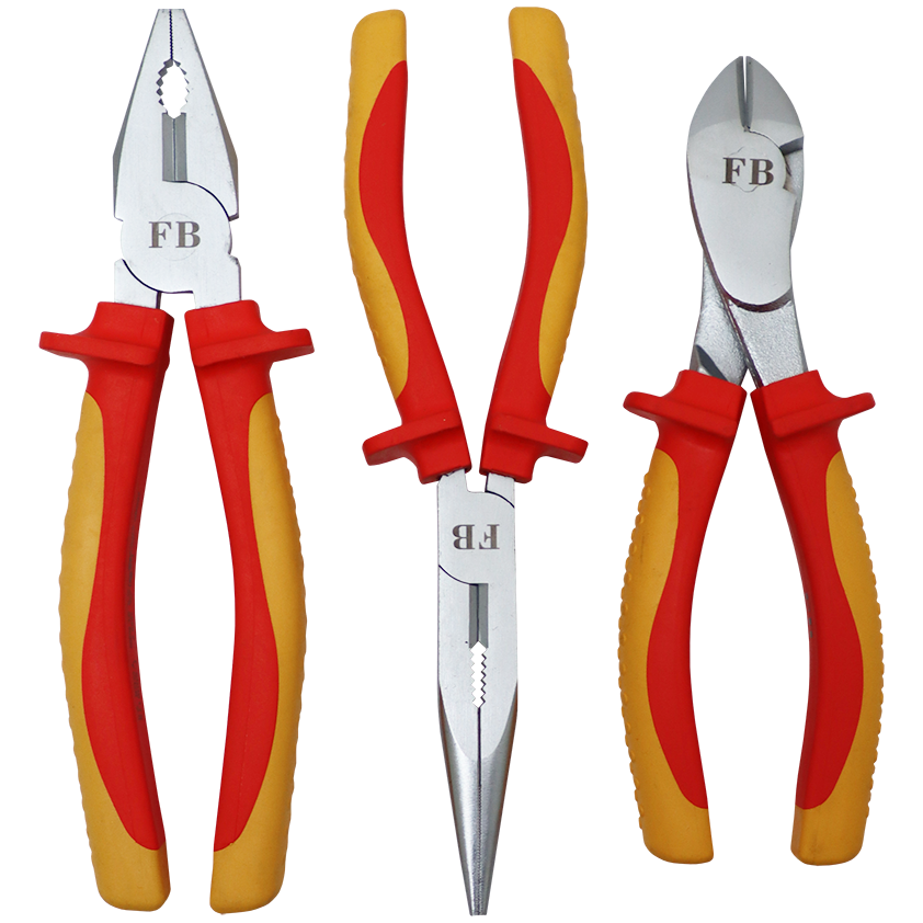 PLIER SET 3 PCS VDE FB - CRV WITH 1000V INSULATED HANDLES | Fowkes Bros