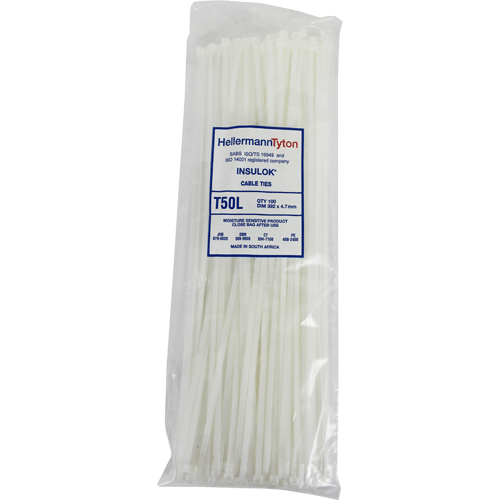 CABLE TIES 392X4.7MM BLACK - HELLERMAN SOLD PACK OF 100 | Fowkes Bros