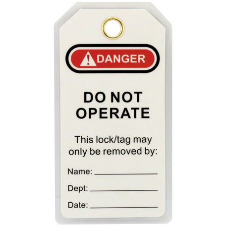 PADLOCK LOCKOUT TAG 80X150X0.5MM - LAMINATED WITH EYELET | Fowkes Bros