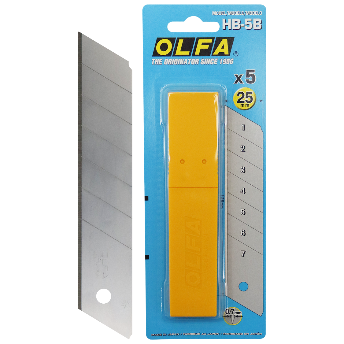 TRIM BLADE S OFF 25MM 5 CARD OLFA SNAP OFF SOLD PER CARD OF 5