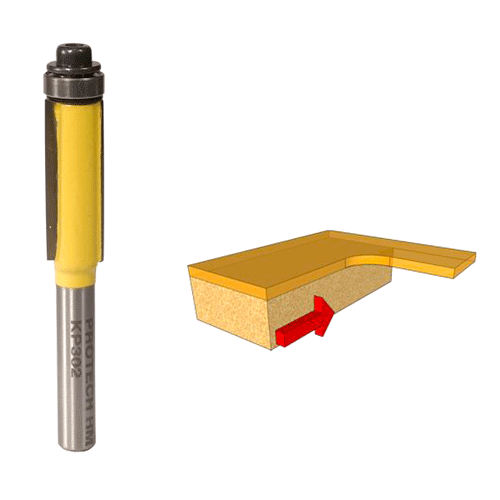 ROUTER BIT TRIM 3/8" X 1" - 1/4" SHANK - BOTTOM BEARING (TCT) | Fowkes Bros