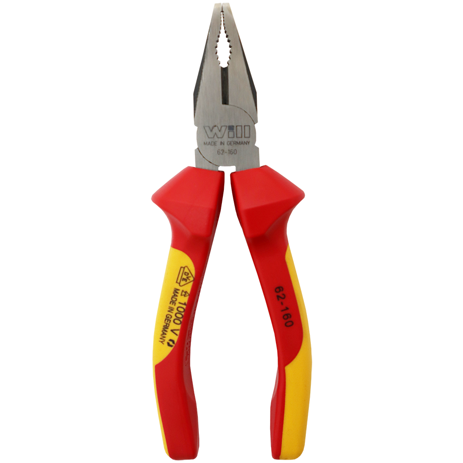 PLIER COMBINATION 160MM VDE WILL - 1000V RED/YELLOW HANDLE | Fowkes Bros