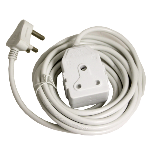 PLUG EXTENSION CORD WHITE 5M - JANUS 16A - 1.5MM/5M CORD | Fowkes Bros