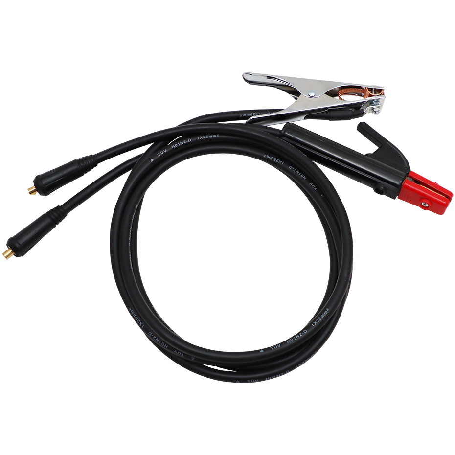 WELD CABLE SET KIT COMPLETE - INCLUDES ELECTRODE HOLDER & EARTH CLAMP ...