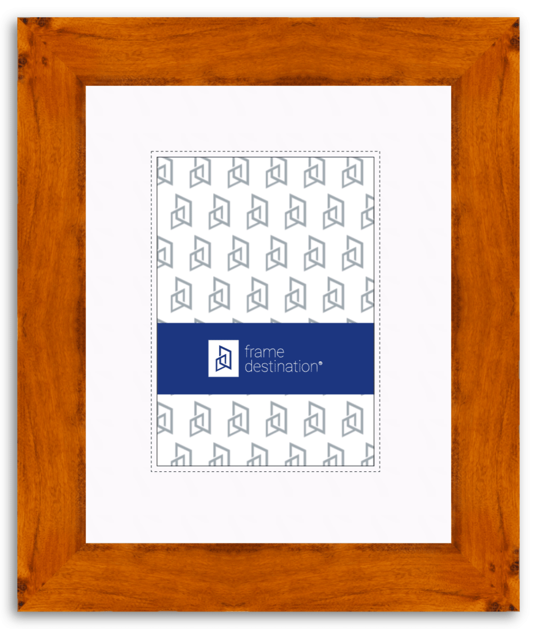 HI-Gloss Honey Burled Wood Frame With Mat P311 | Frame Destination