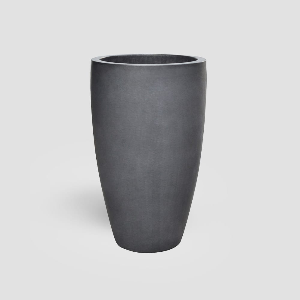 Maceta Fronda esmaltada Glazed negro mate (Campana alta) | Fronda