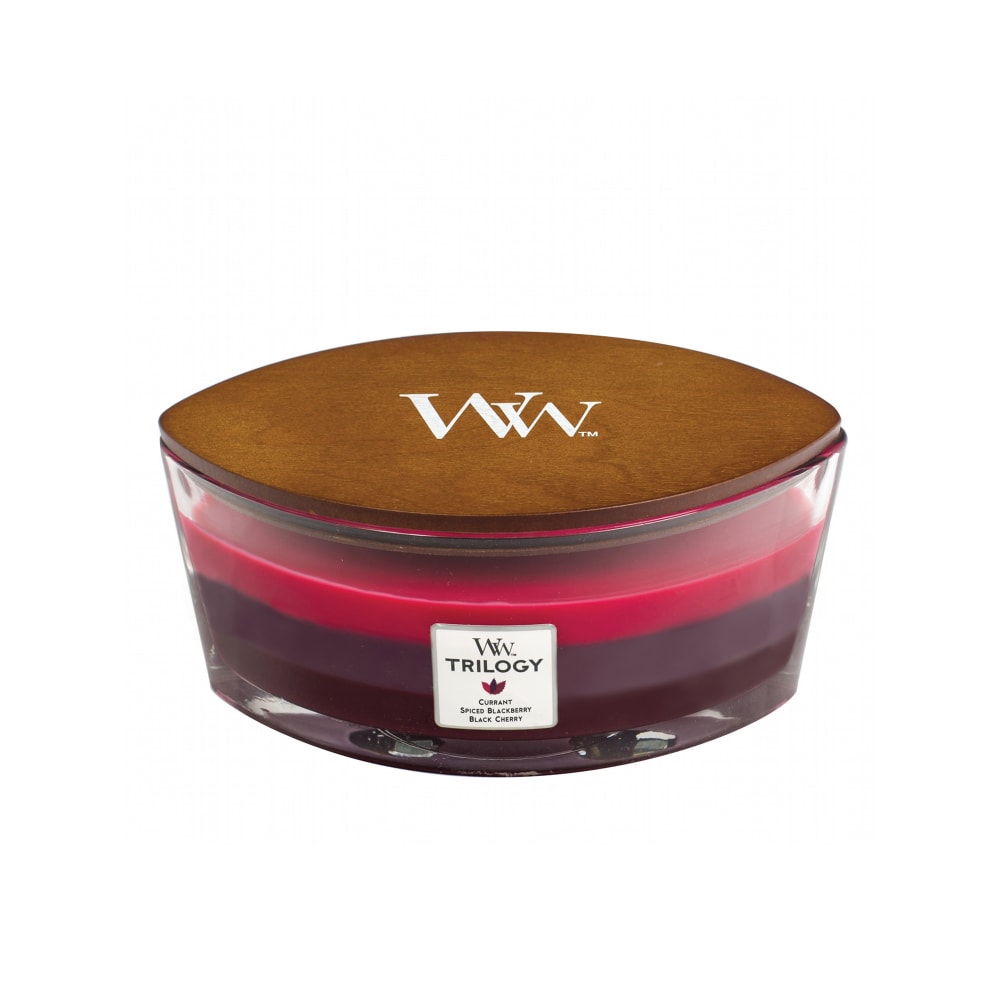 Vela perfumada WoodWick Trilogy Currant (Ellipse) | Fronda