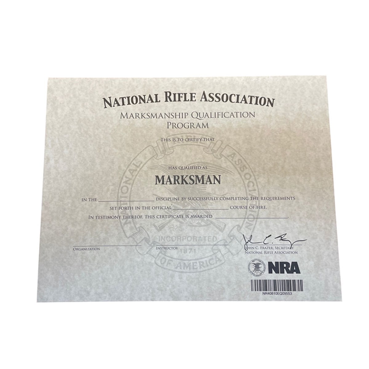 NRA Marksman Certificate