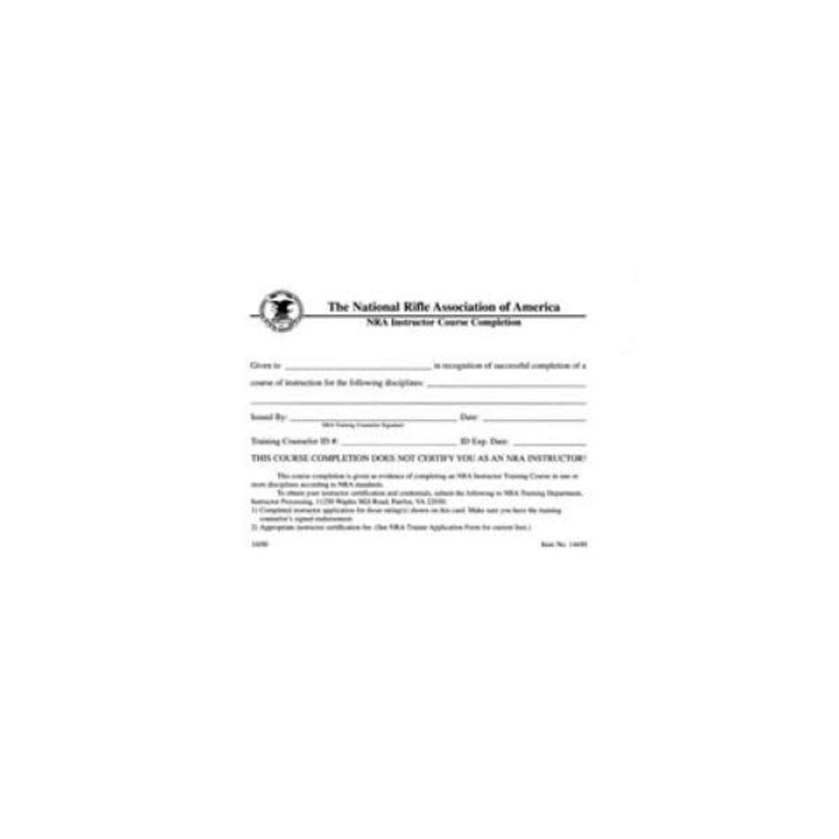 BSA Instructor Course Completion Cards (Restricted Item)