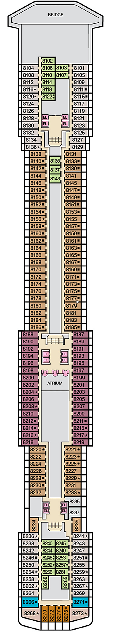 Carnival Spirit Deck 8 - Activities & Deck Plan Layout