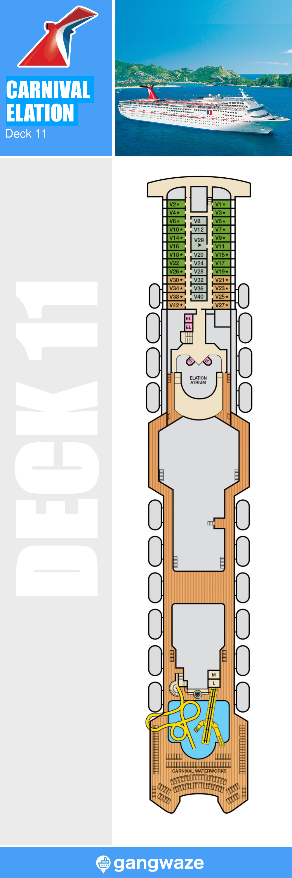 Carnival Elation Deck 11 - Activities & Deck Plan Layout