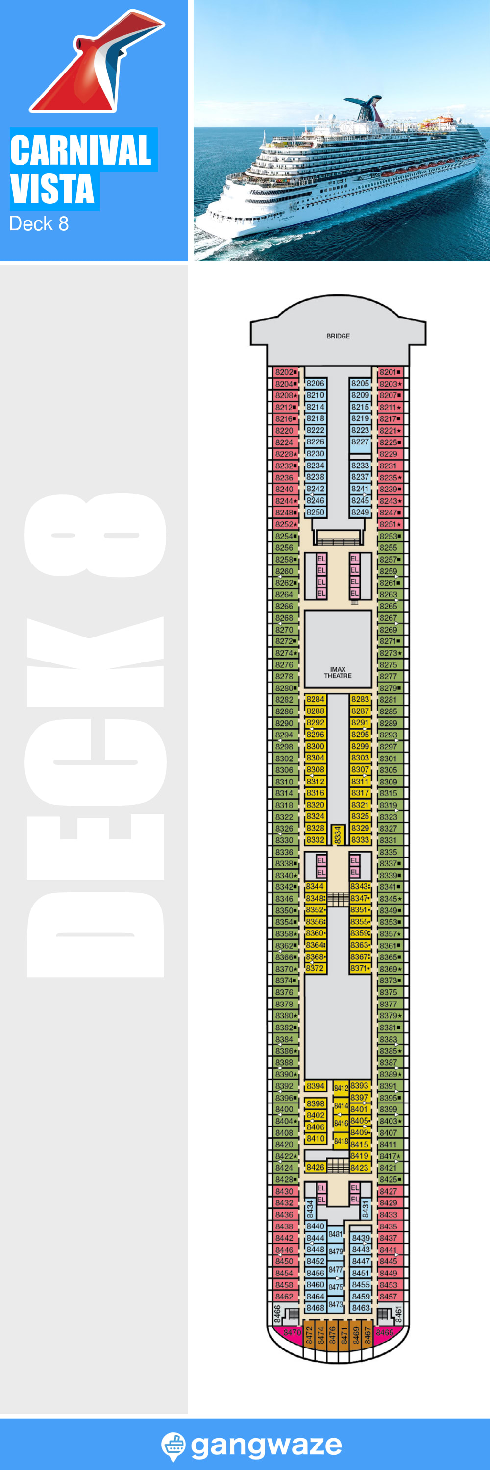 Carnival Vista Deck 8 - Activities & Deck Plan Layout