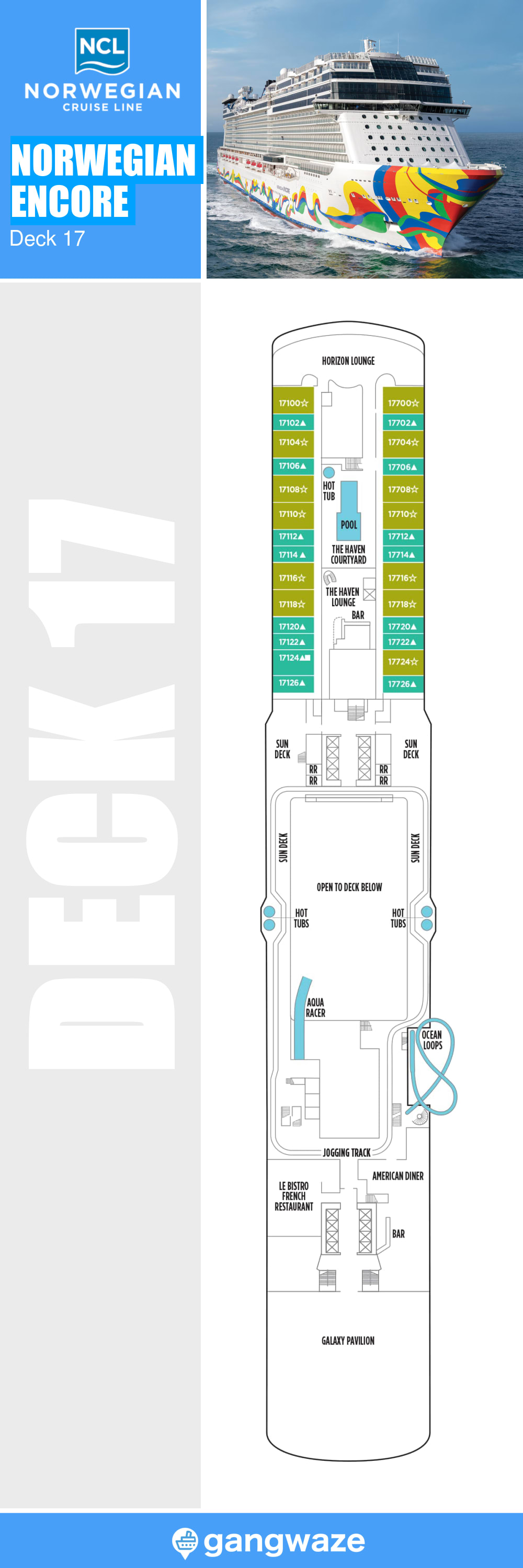 Norwegian Encore Deck 17 - Activities & Deck Plan Layout